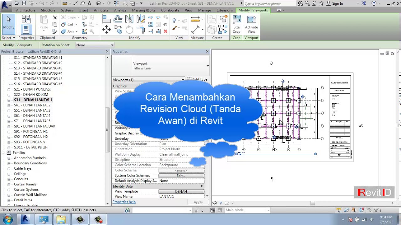 042 Cara Membuat Revision Cloud (Tanda Awan) di Revit - YouTube