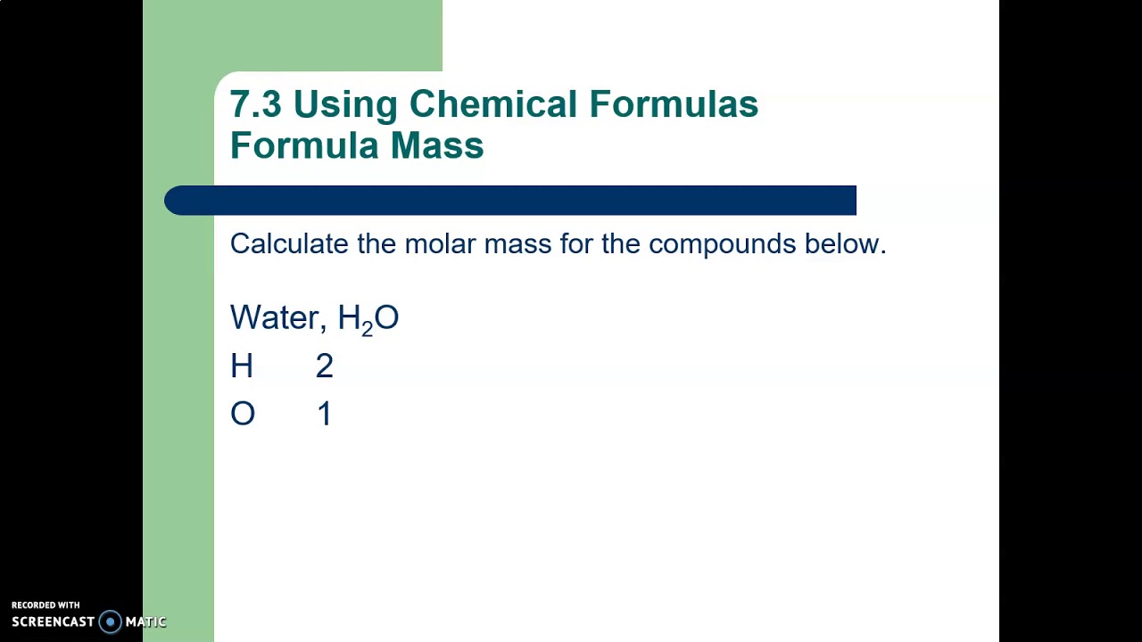 Chem Chapter 7 7 3 Molar Mass - YouTube