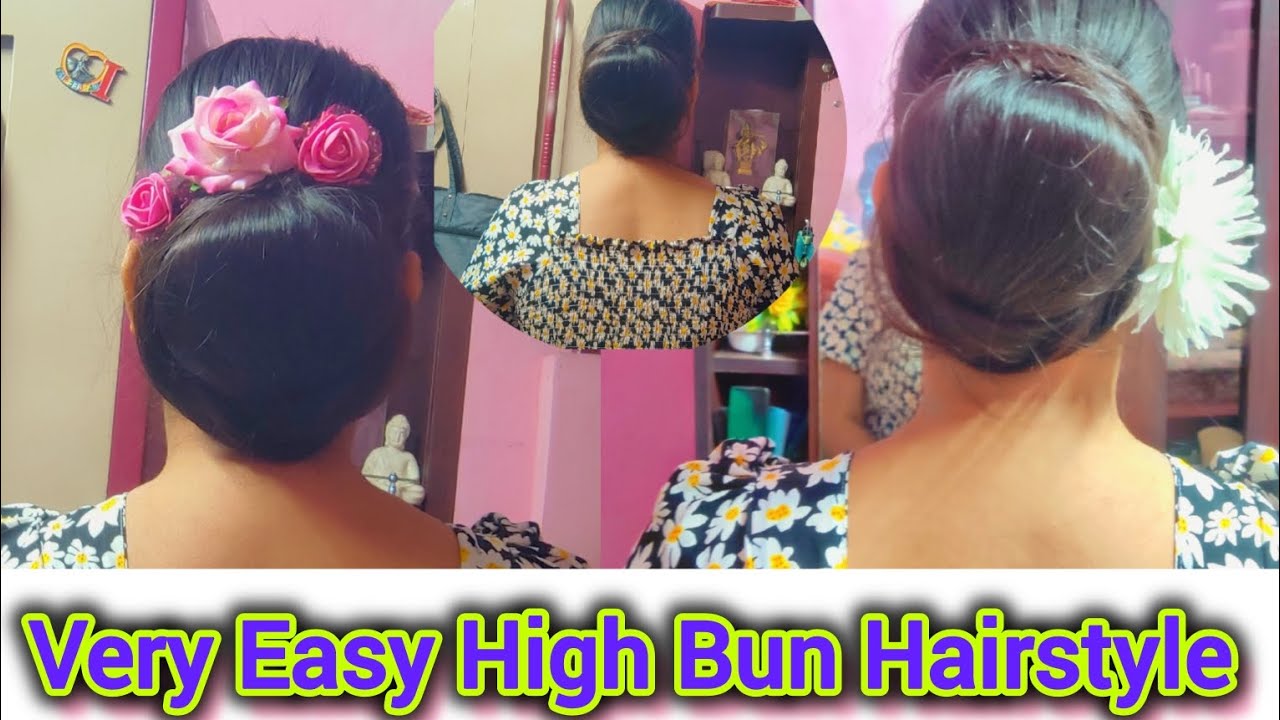 Simple & Easy Elegant Mid-high Bun Hairstyle For Ladies । 3 Min Messy ...