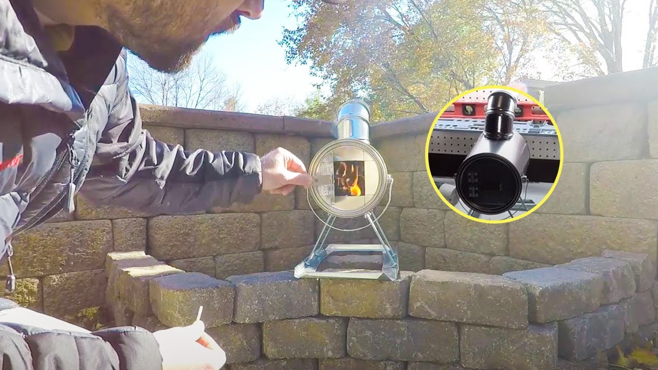DIY Wood Burning Tent Stove! CHEAP mini home made hot tent stove!! Part ...