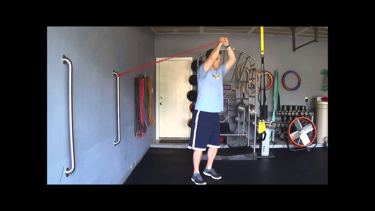 Band Overhead with lateral flexion and alternating transverse foot ...