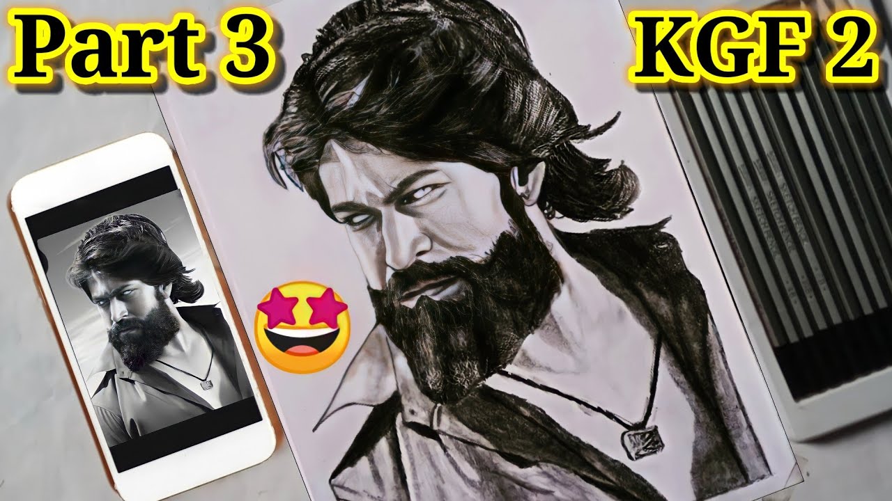 How to draw KGF 2 Rocky Bhai (Yash) Drawing Easy | Yash Drawing Step by step | Part 3 | AKJ ...