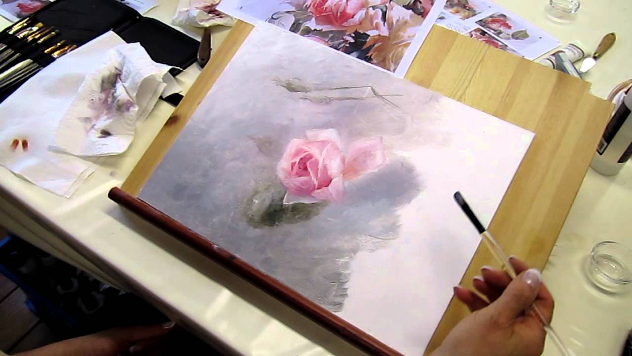 Free exercise (3/3) of decorative painting: a study of roses - YouTube