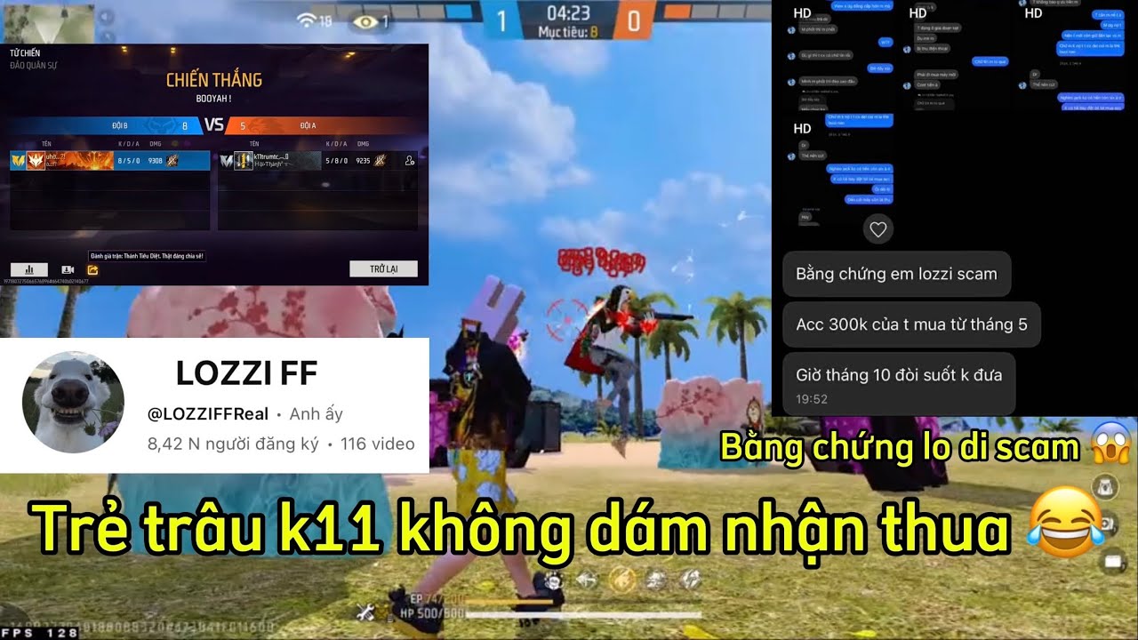 Trẻ trâu k11 LOZZI FF solo thua không dám nhận và bằng chứng scam 300k ...