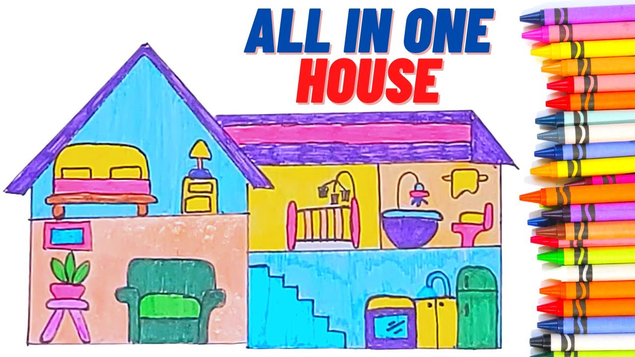 How to draw a wonderful and all in one house 🏠 | House Cross Section ...