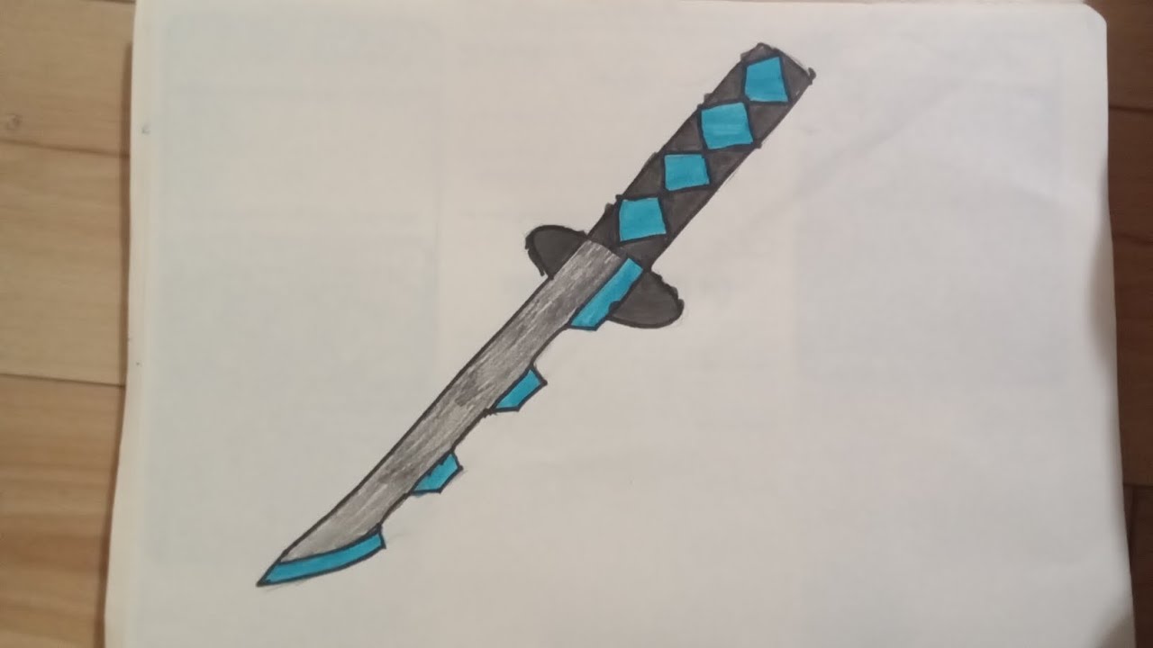 How to draw a katana easy - YouTube