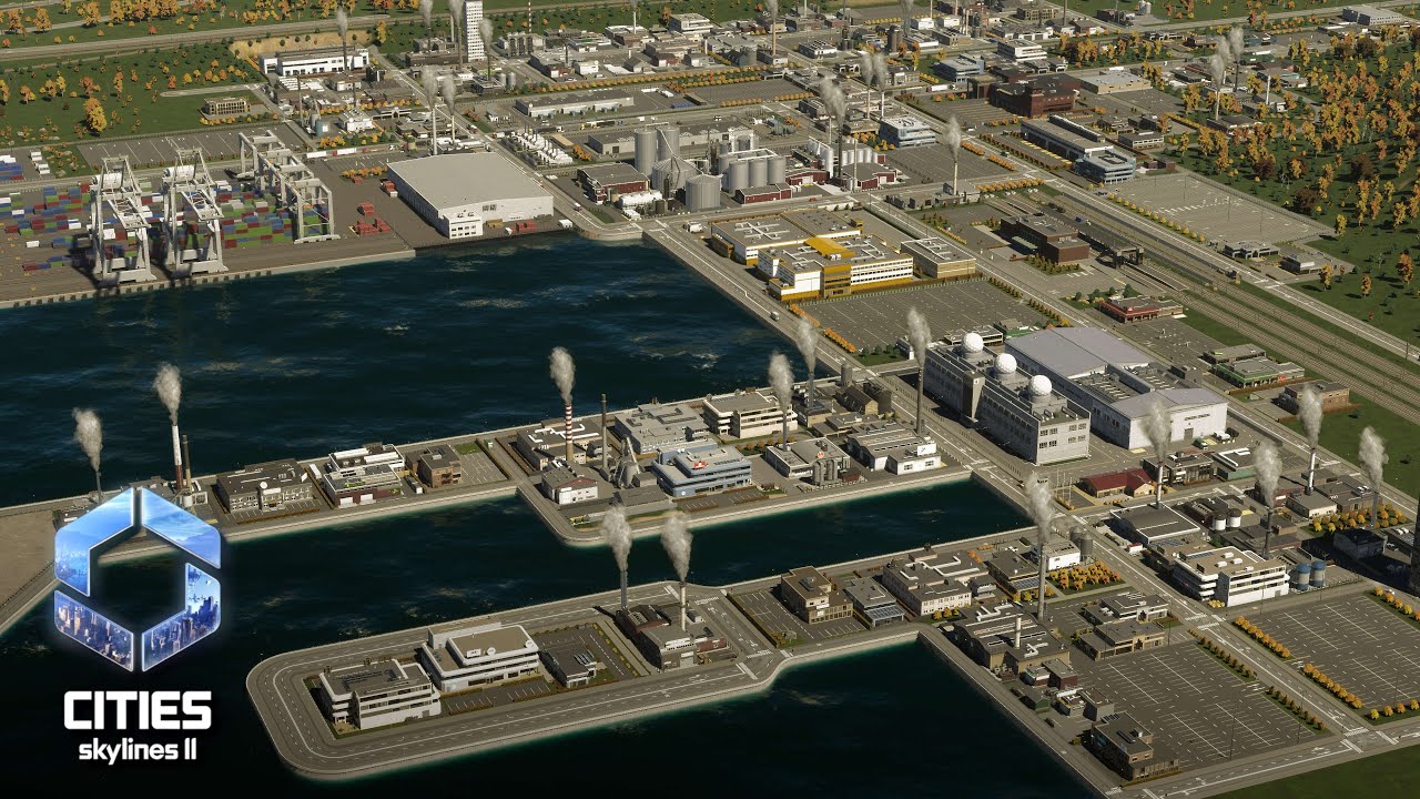 Building a HARBOUR along a Narrow Waterway in Cities Skylines II - YouTube