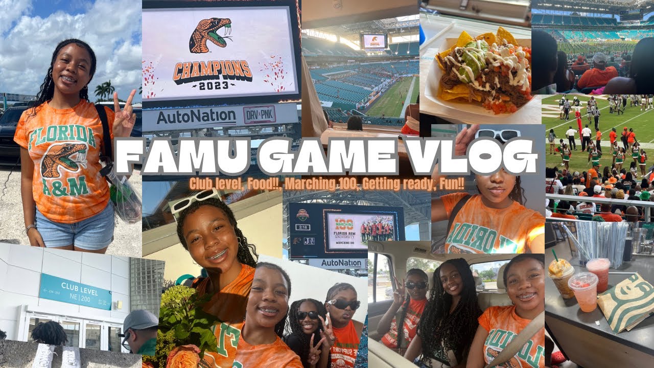 FAMU GAME VLOG!! 💚🧡 |club level, food, Marching 100, getting ready, fun ...