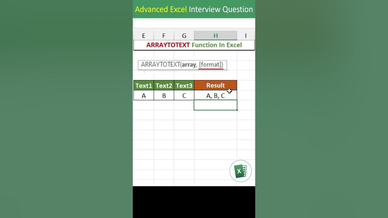 ARRAYTOTEXT function in excel | ARRAYTOTEXT formula in excel | excel interview questions tips ...