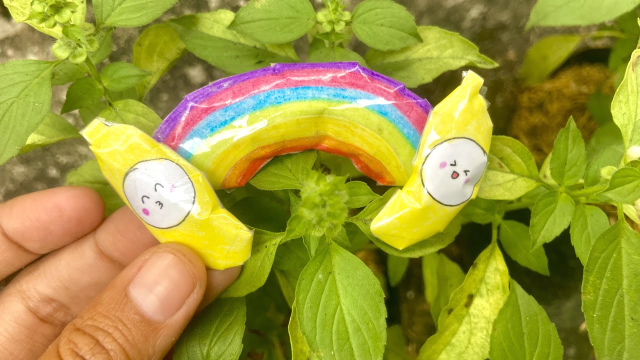 [💸paper diy💸]Paper Squishy asmr | Onigiri Rainbow Banana - YouTube
