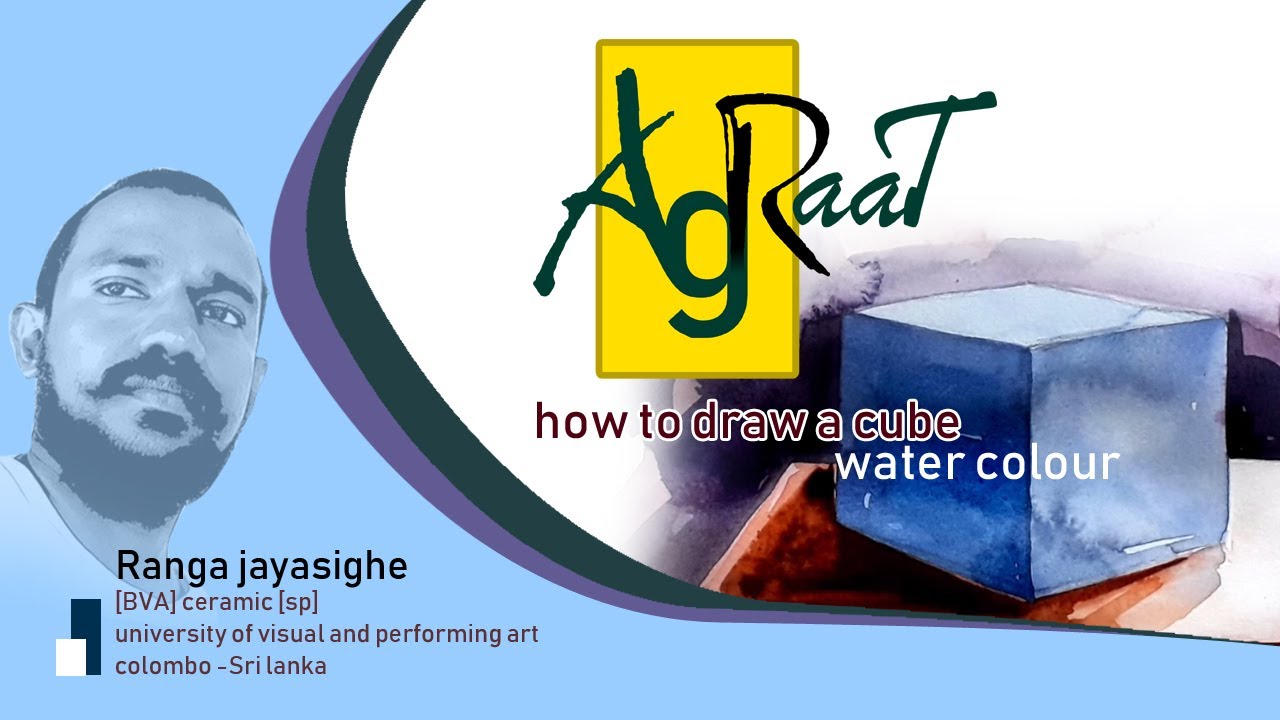 how to draw a cube from water colour - YouTube