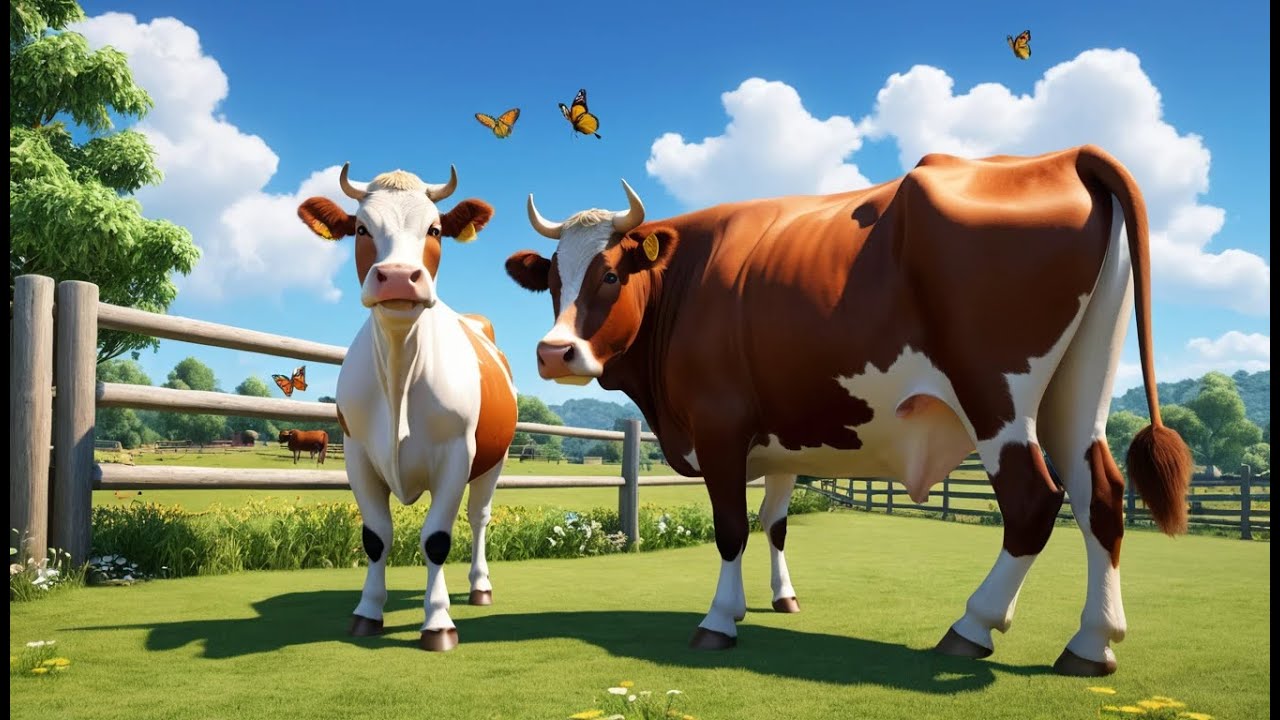 Moo Moo Brown Cow Rhyme Song | Fun Farm Animal Song for Kids ...
