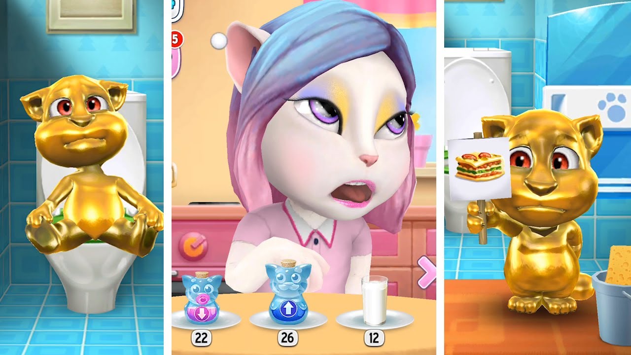 Golden Cats MY TALKING TOM VS MY TALKING ANGELA New Update 2021 - YouTube
