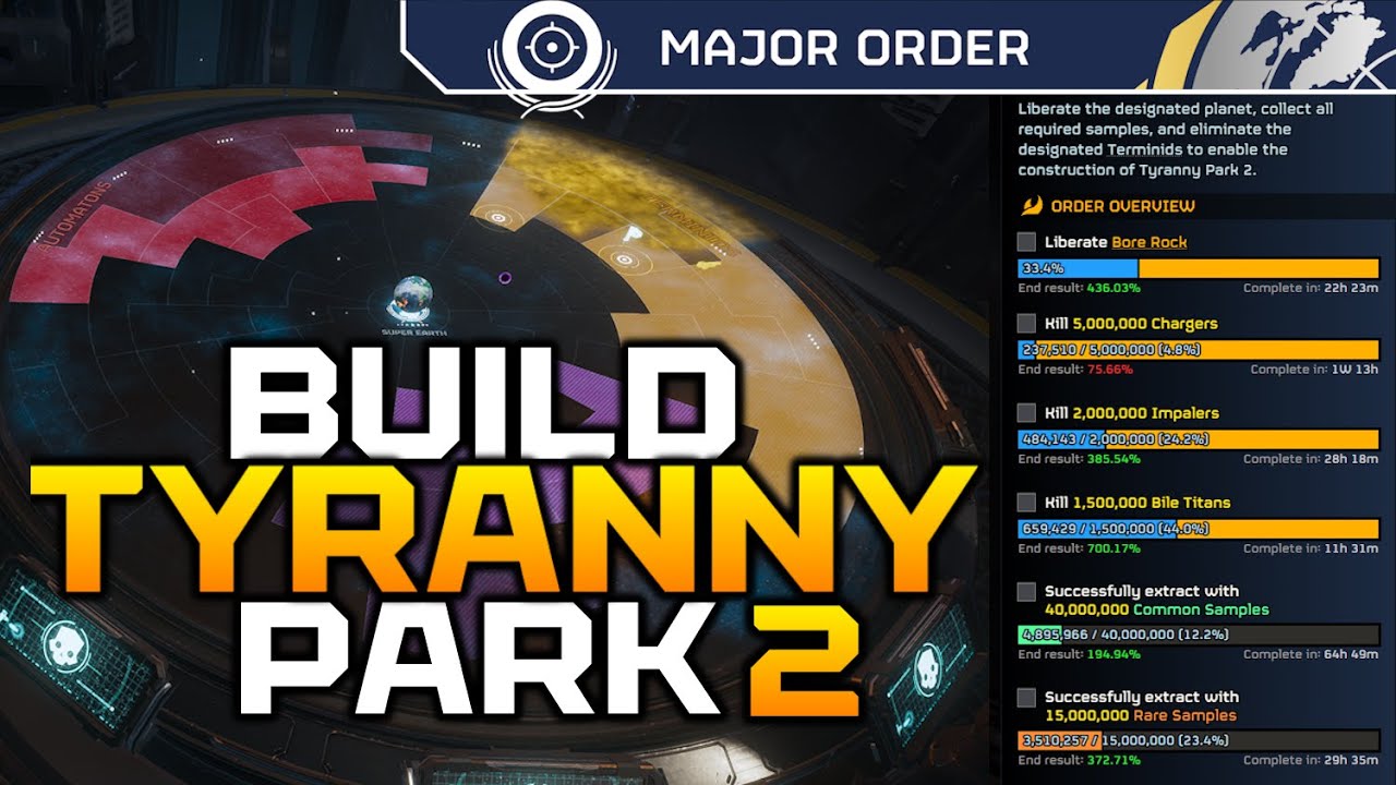 [Streamed] NEW MAJOR ORDER: BUILD TYRANNY PARK 2 | Helldivers 2 - YouTube