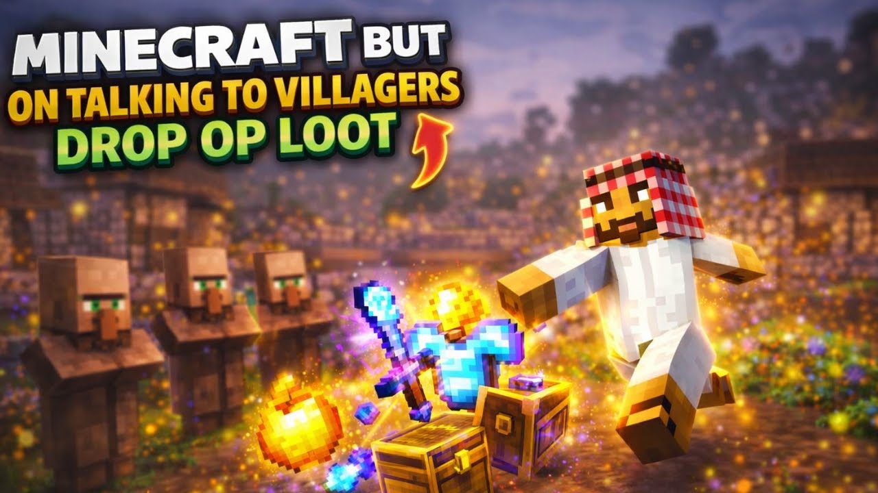 Minecraft But Talking to Villagers Gives OP Loot !! 😱 - YouTube
