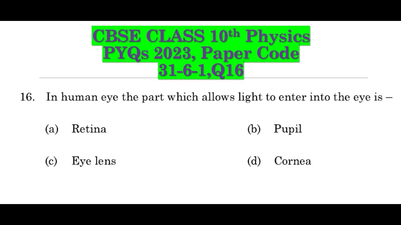 Class 10th Physics | Answer Key 2023 | CBSE Board PYQ 2023 | Paper Code ...