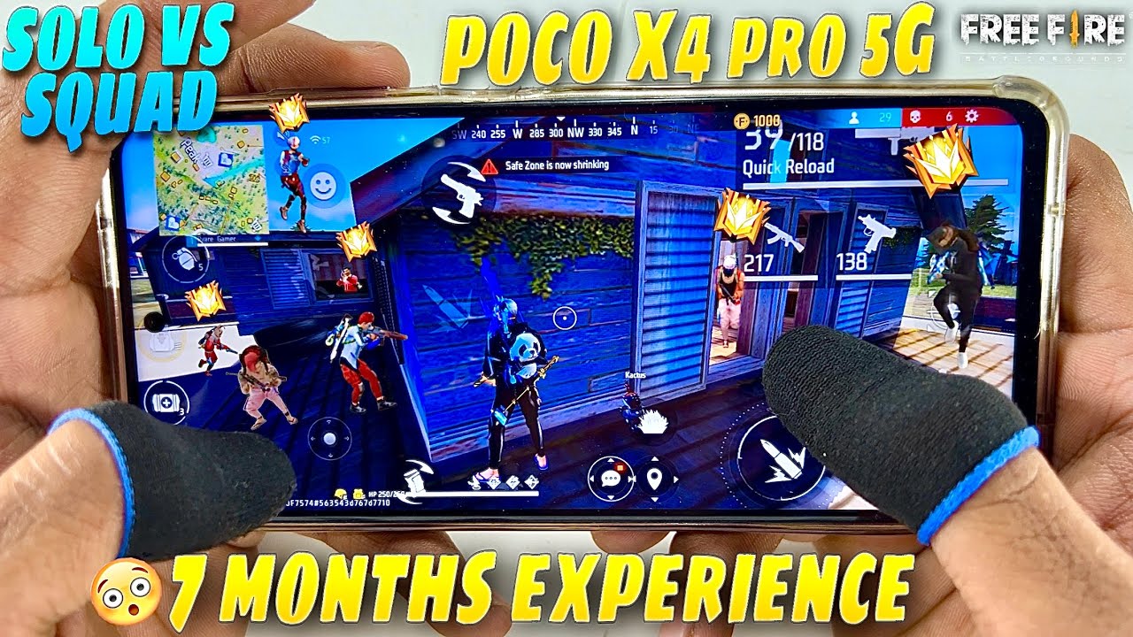 Poco x4 pro 5g phone 7 months gaming test experience free fire handcam ...