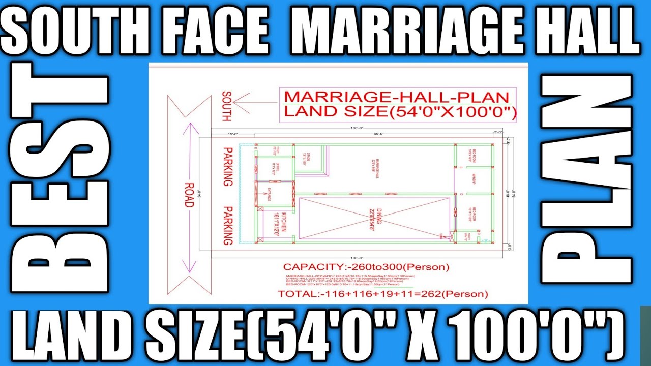 Architectural Marriage Hall Plan Size (54'0"x100'0")|Auto cad Marriage ...