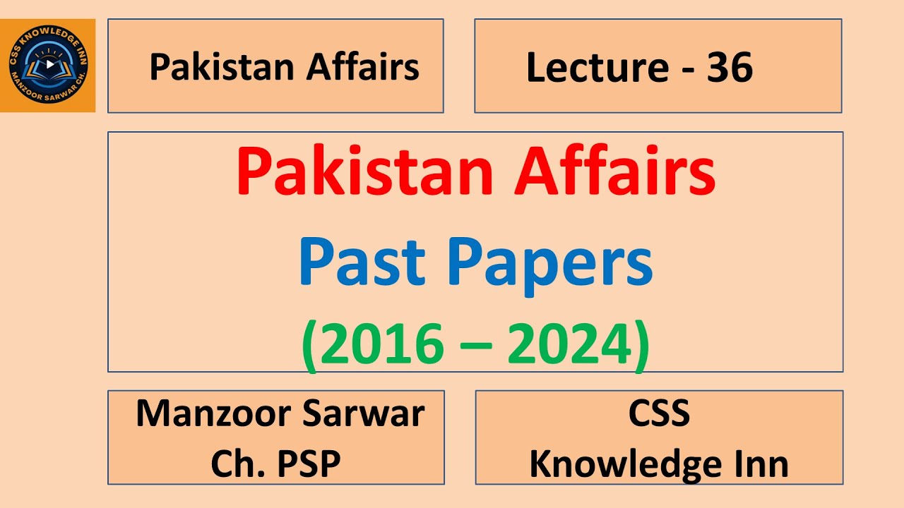 Pakistan Affairs | CSS Past Papers | 2016 - 2024 | - YouTube