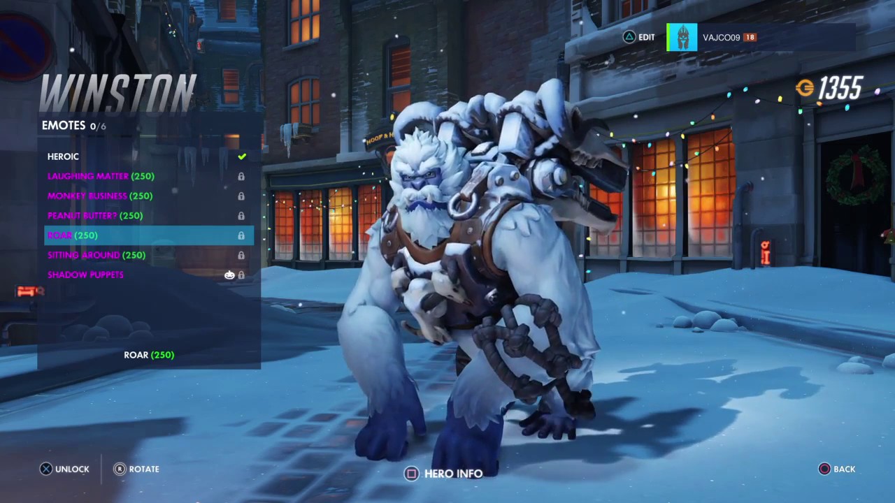 [Overwatch] Winston Yeti Legendary Skin (Emotes,VP,HI,Weapon) - YouTube