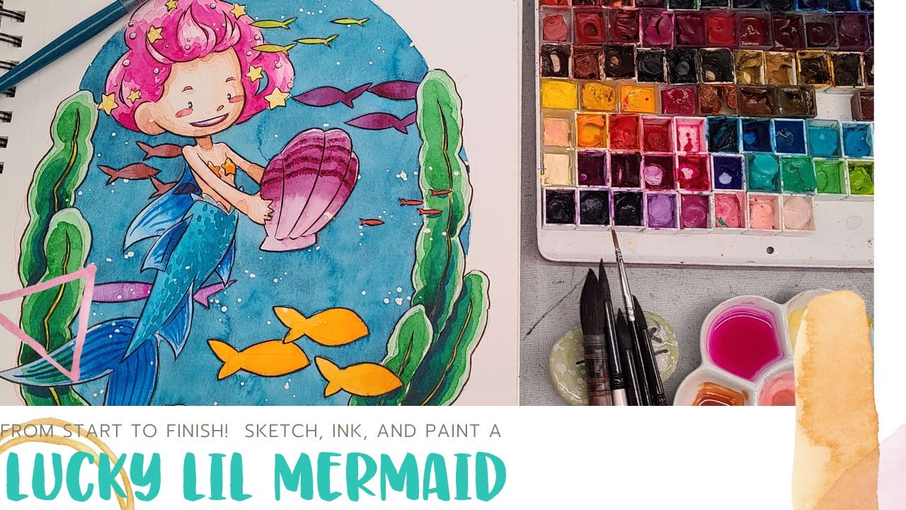 Lucky Lil Mermaid for the End of Mermay- Sketch, Ink, and Paint with Me ...