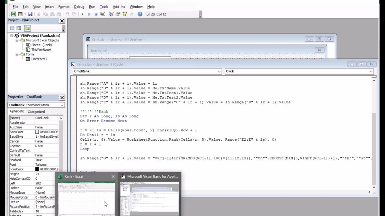 How to create a dynamic rank in excel VBA - YouTube
