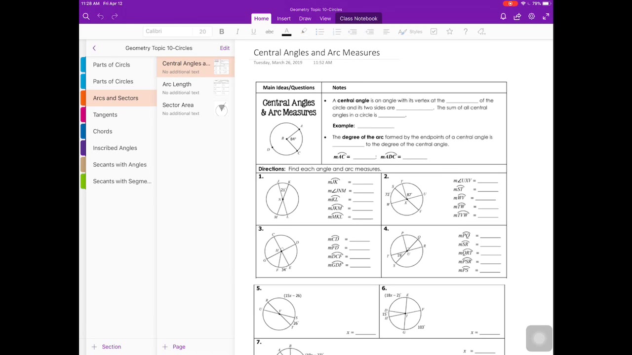 Geometry central angles and arc measure - YouTube