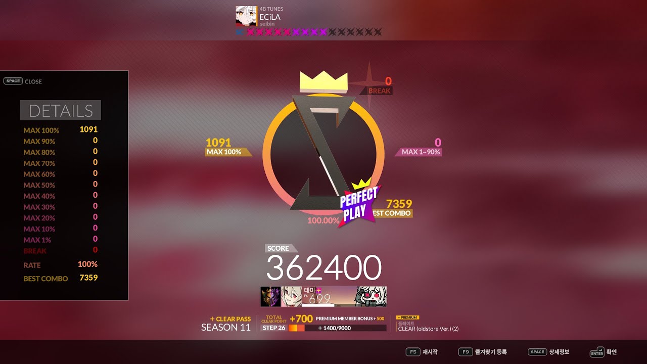 [DJMAX RESPECT V] ECiLA - seibin 4B SC PERFECT PLAY 100.00% - YouTube