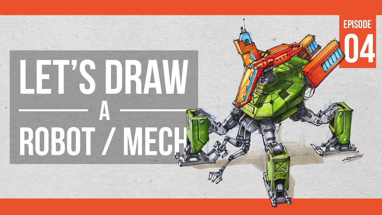 Let's draw a robot or mech part 04 - YouTube