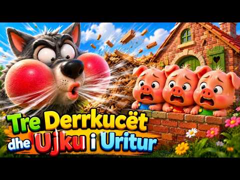 🐷 Tre Derrkucët dhe Ujku i Uritur | Përrallë Shqip me Këngë për Fëmijë 🐺