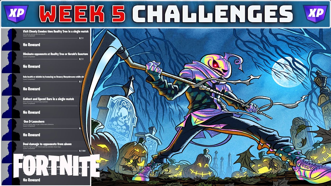 FORTNITE SEASON QUESTS (WEEK 5)! Challenge Guide - D-Launchers & Bouncy ...