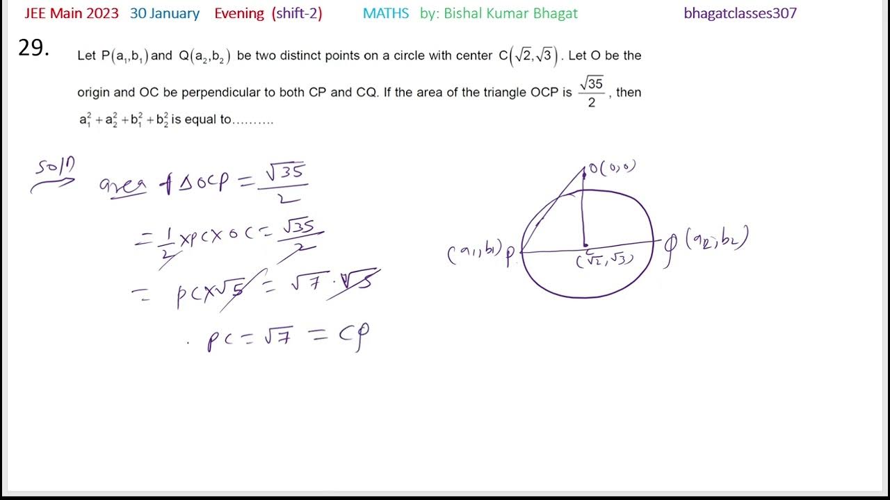 Let P(a1, b1) and Q(a2, b2) be two distinct points on a circle with ...