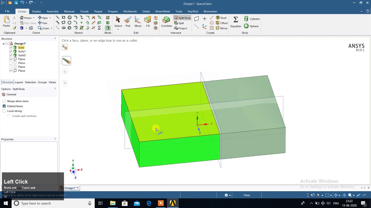 SPLIT SOLID SPACECLAIM TUTORIAL 7 - YouTube