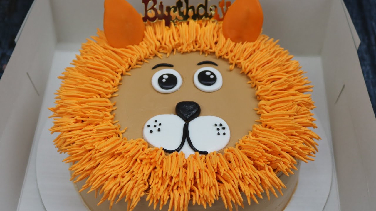 Lion Face Cake Design | Whipped Cream Cake Design | Cook with Kousy ...