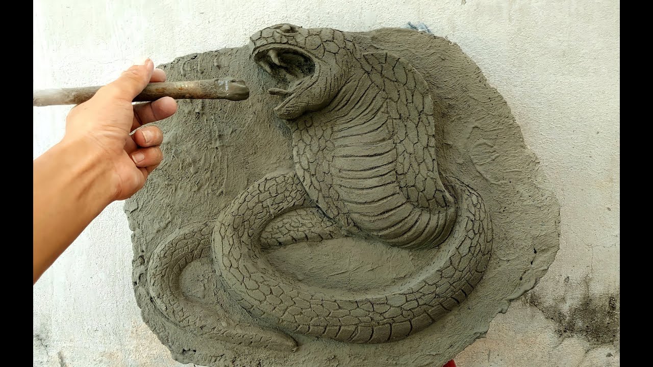 Amazed when he finished the lifelike cement cobra - YouTube