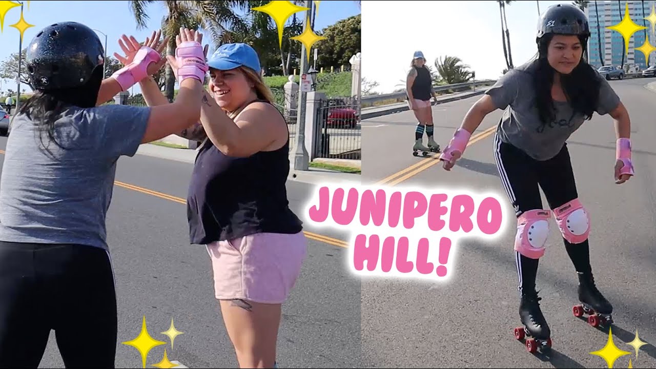 Best Friend's First Hill Bomb on Roller Skates! - YouTube