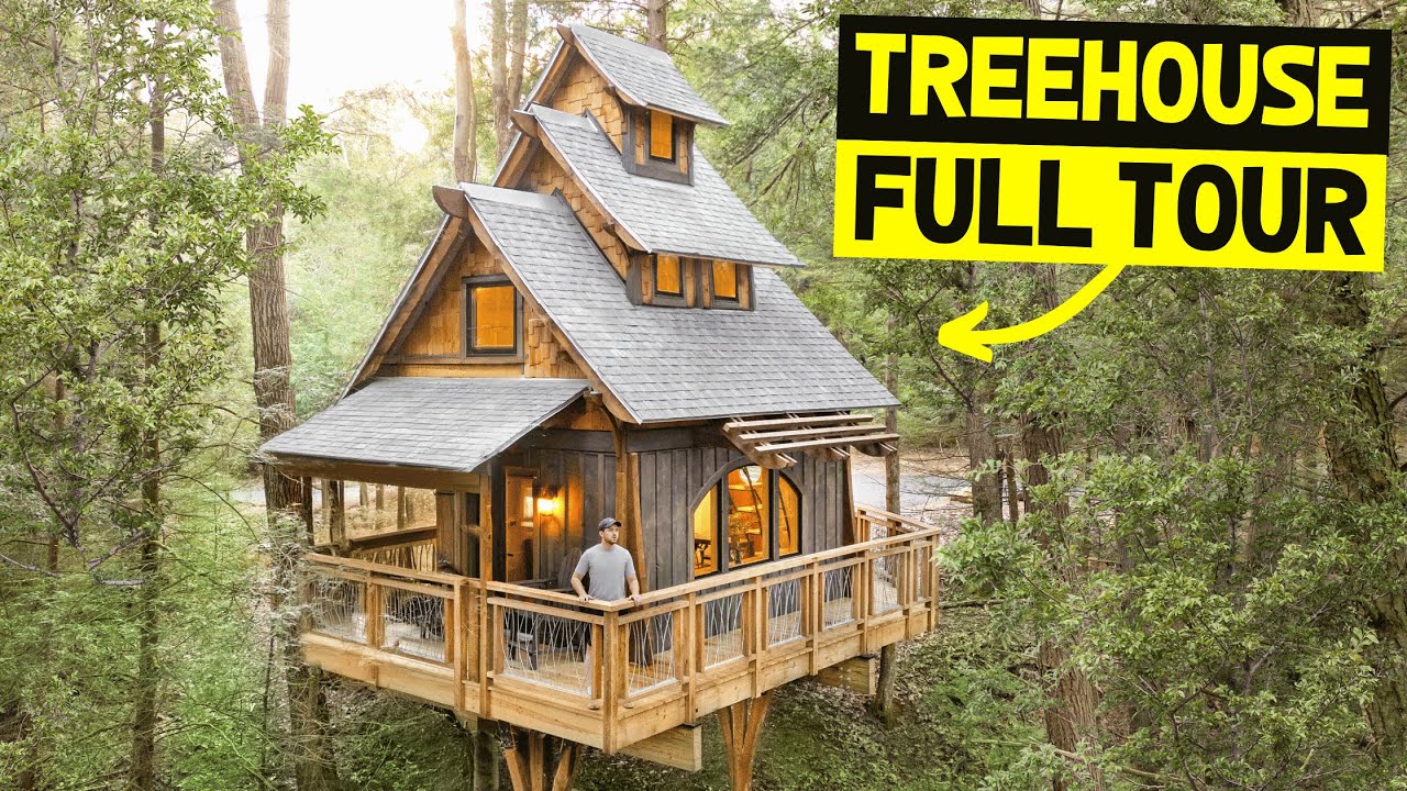 ENCHANTING LUXURY TINY HOME TREEHOUSE w/ UNIQUE ROOF! Full Airbnb Tour ...