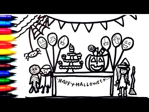 Halloween Party Drawing, painting and coloring for kids & toddlers ...