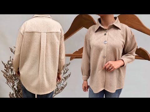 😍How to Sew a Button-Down Tunic Blouse | Easy Cutting ✂️& Sewing Tutorial🪡Back Yoke Tutorial✨