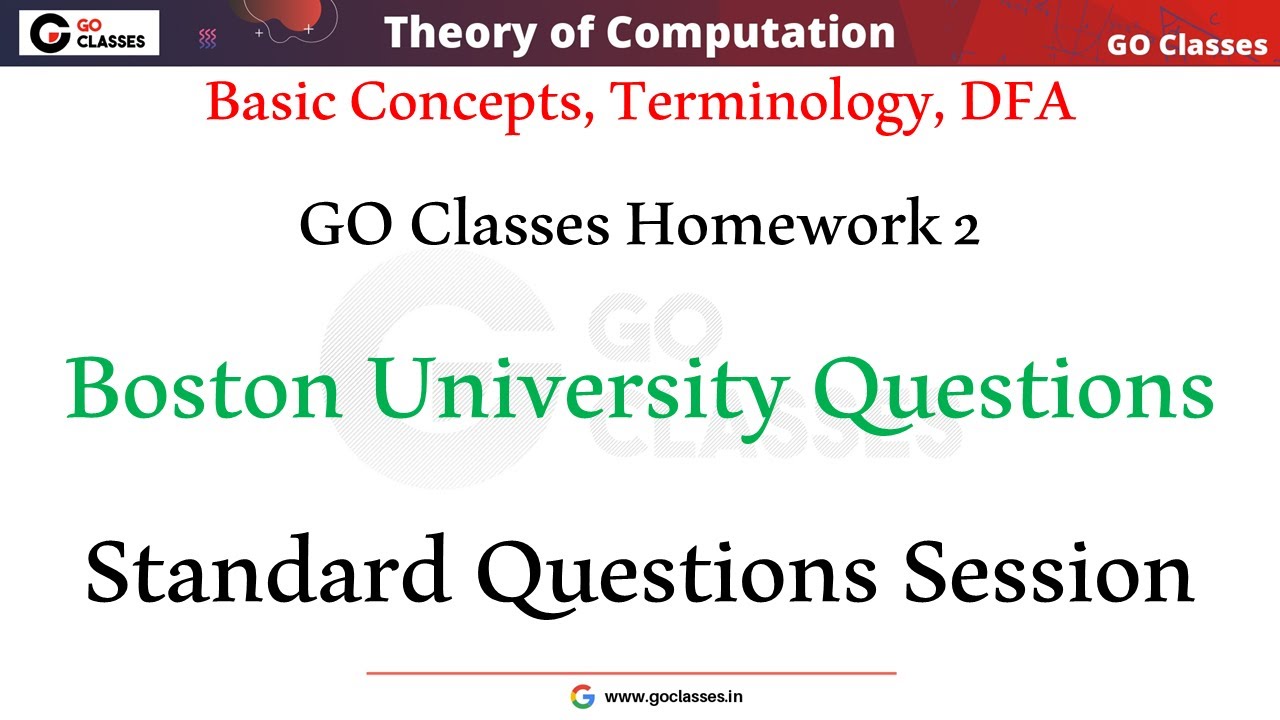 Theory Of Computation Homework 2 Solutions Toc Standard Questions Go Classes Deepak