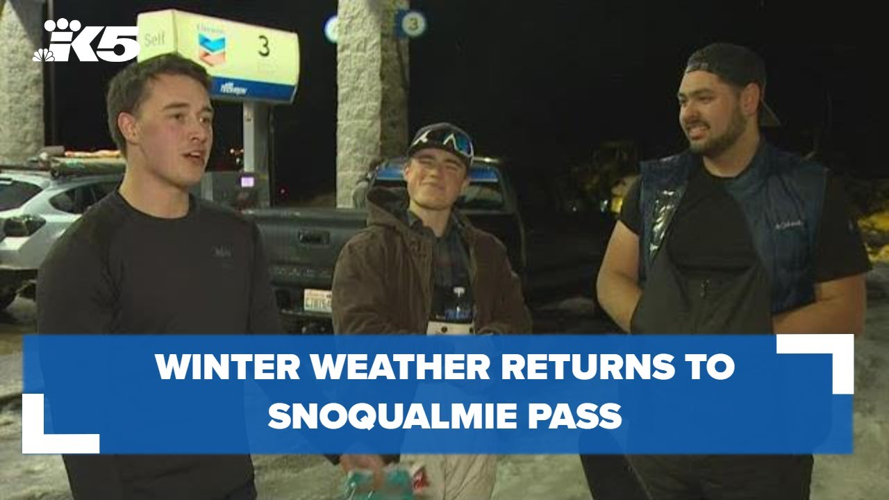 Winter weather arrives at Snoqualmie Pass - YouTube