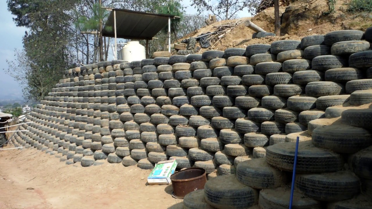 Hero School Campus - Tire Retaining Wall Mid-Campus - YouTube
