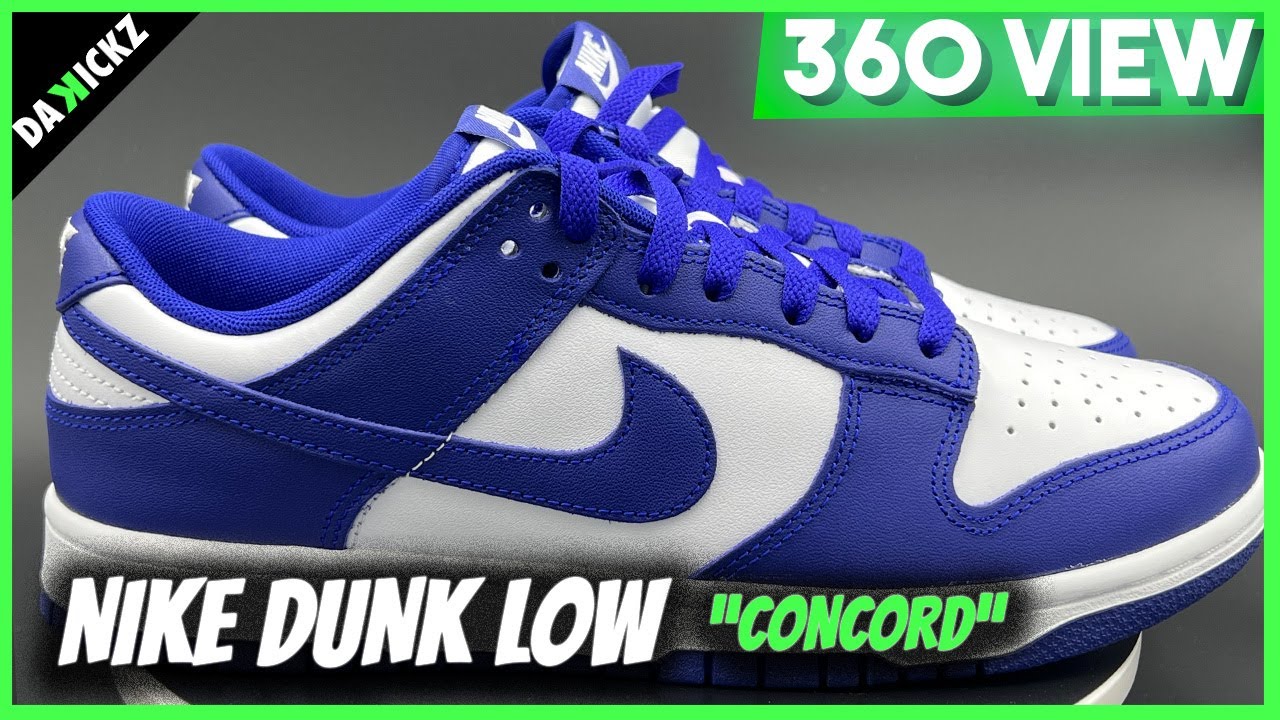 NIKE DUNK LOW RETRO CONCORD DETAILED 360 VIEW/LOOK - YouTube