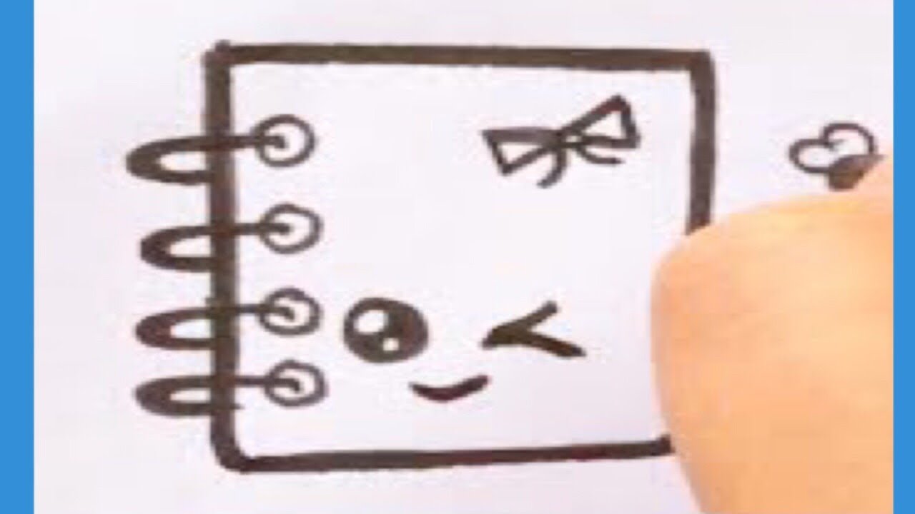 How to draw a cute notebook step by step for kids and beginners with ...