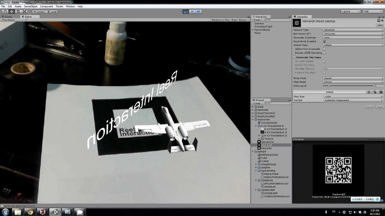Reel Interaction - First test of NyARToolkit in Unity 3D - YouTube