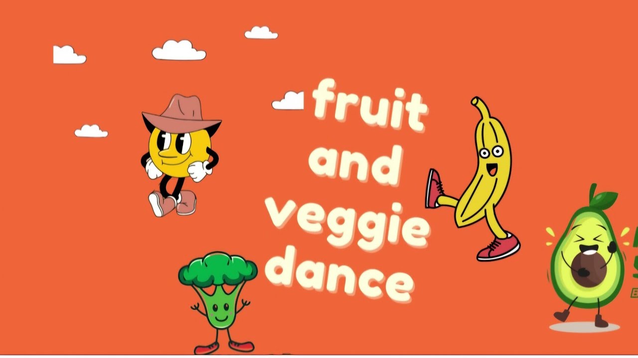 Fruit and Veggie Dance with Colors Orange, Green, Purple & Brown. - YouTube