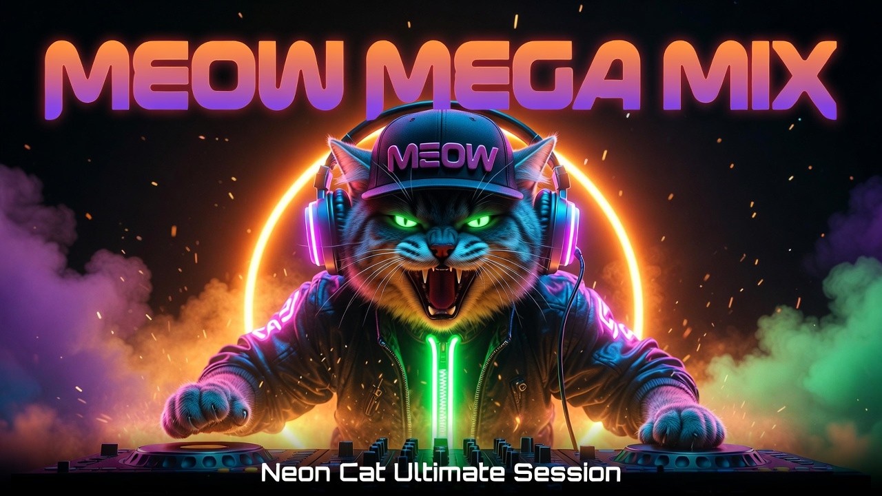 MEOW MEGA MIX 🔥 Neon Cat Ultimate Session (30 Min EDM Energy) - YouTube