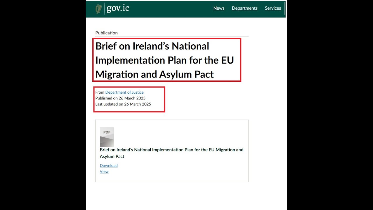 EU Migration Pact Implementation Plan Published by Government - YouTube