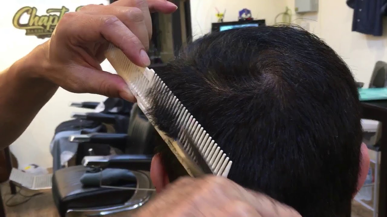 เทคนิค Scissors Over Comb ตัดผมชายใช้กรรไกร โดยช่างตาณ - YouTube