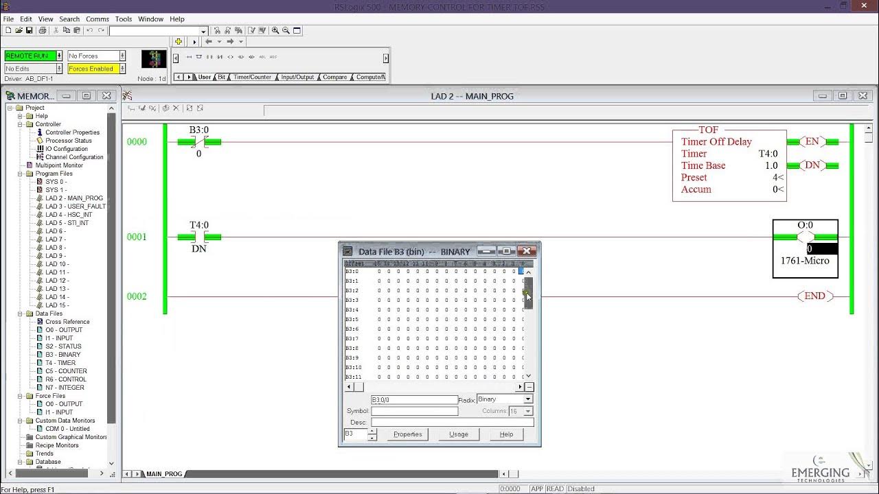 allen bradely plc tof timer tuitorial -1000 series - YouTube
